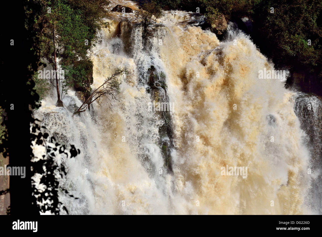 Brazil, National Park Iguassu: Spot of a cascade of Iguassu Falls with ...