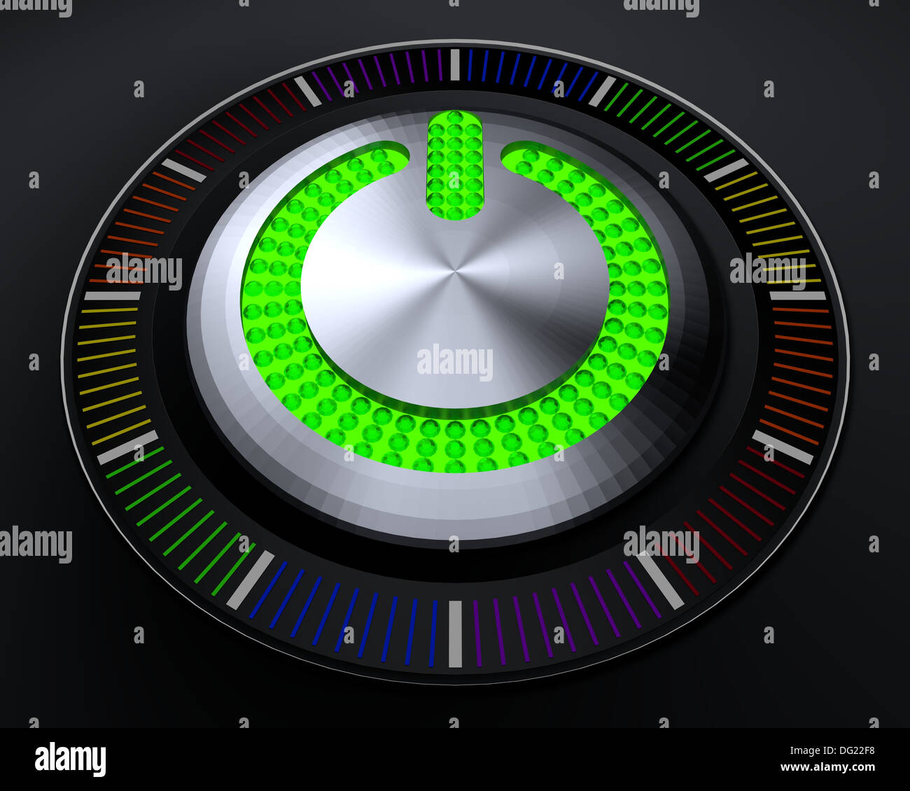 START Button with Glowing Green Lights on Dark Console Stock Photo - Alamy