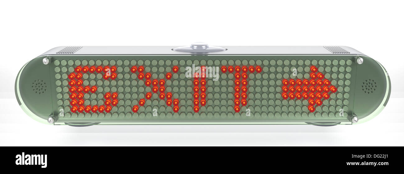 EXIT - Digital Pin Sign with Emitting LED Red Light Stock Photo - Alamy