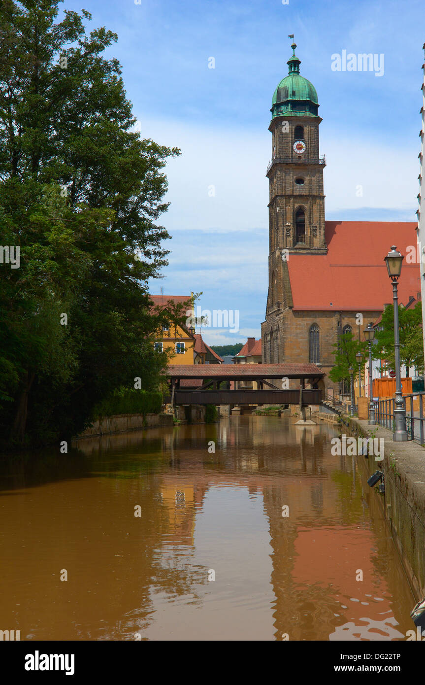 Amberg, St Martin Church, river Vils, Upper Palatinate , Bavaria ...