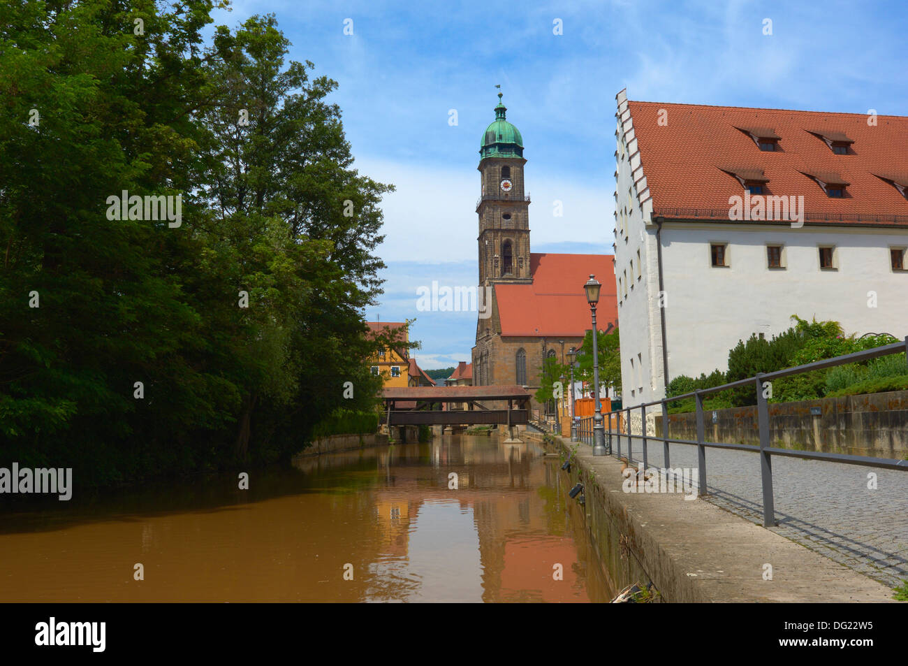 Amberg, St Martin Church, river Vils, Upper Palatinate , Bavaria ...