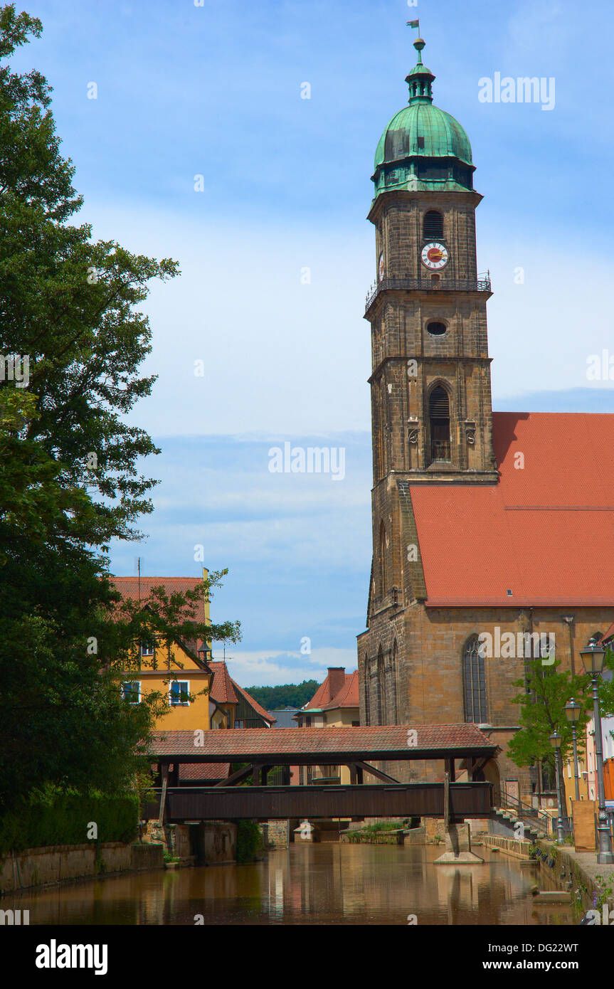 Amberg, St Martin Church, river Vils, Upper Palatinate , Bavaria ...