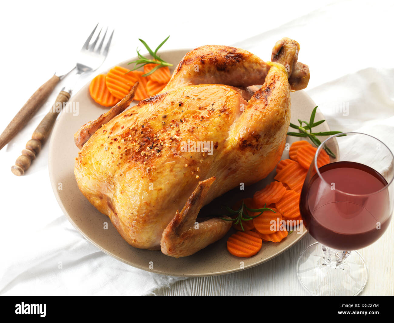 Chicken roasted table wine cuisine hi-res stock photography and images ...