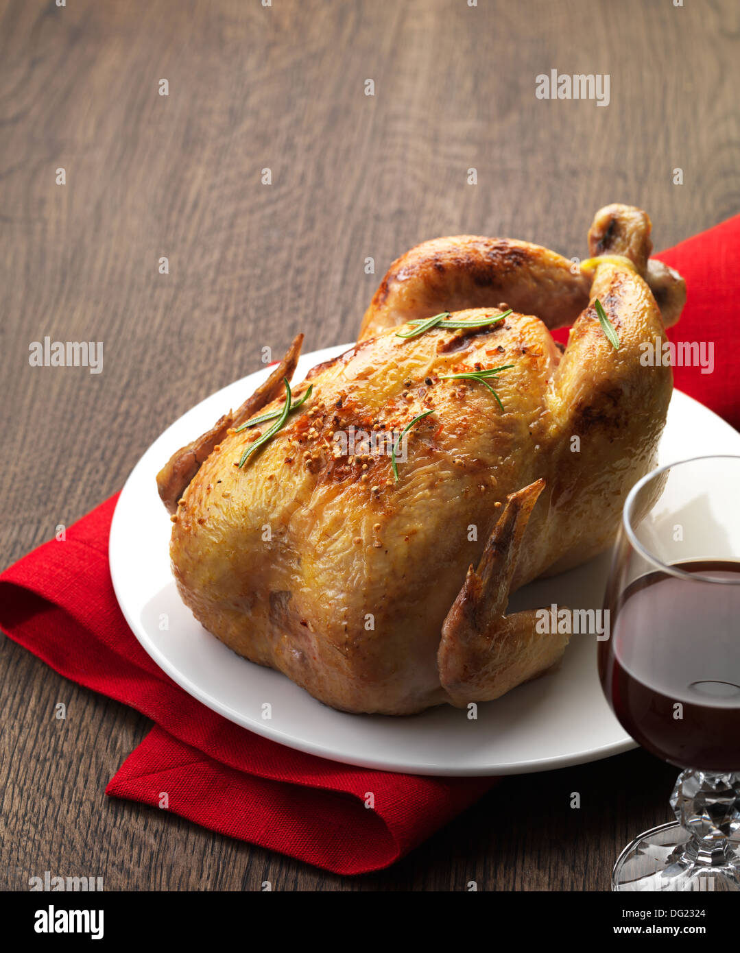 Chicken roasted table wine cuisine hi-res stock photography and images ...