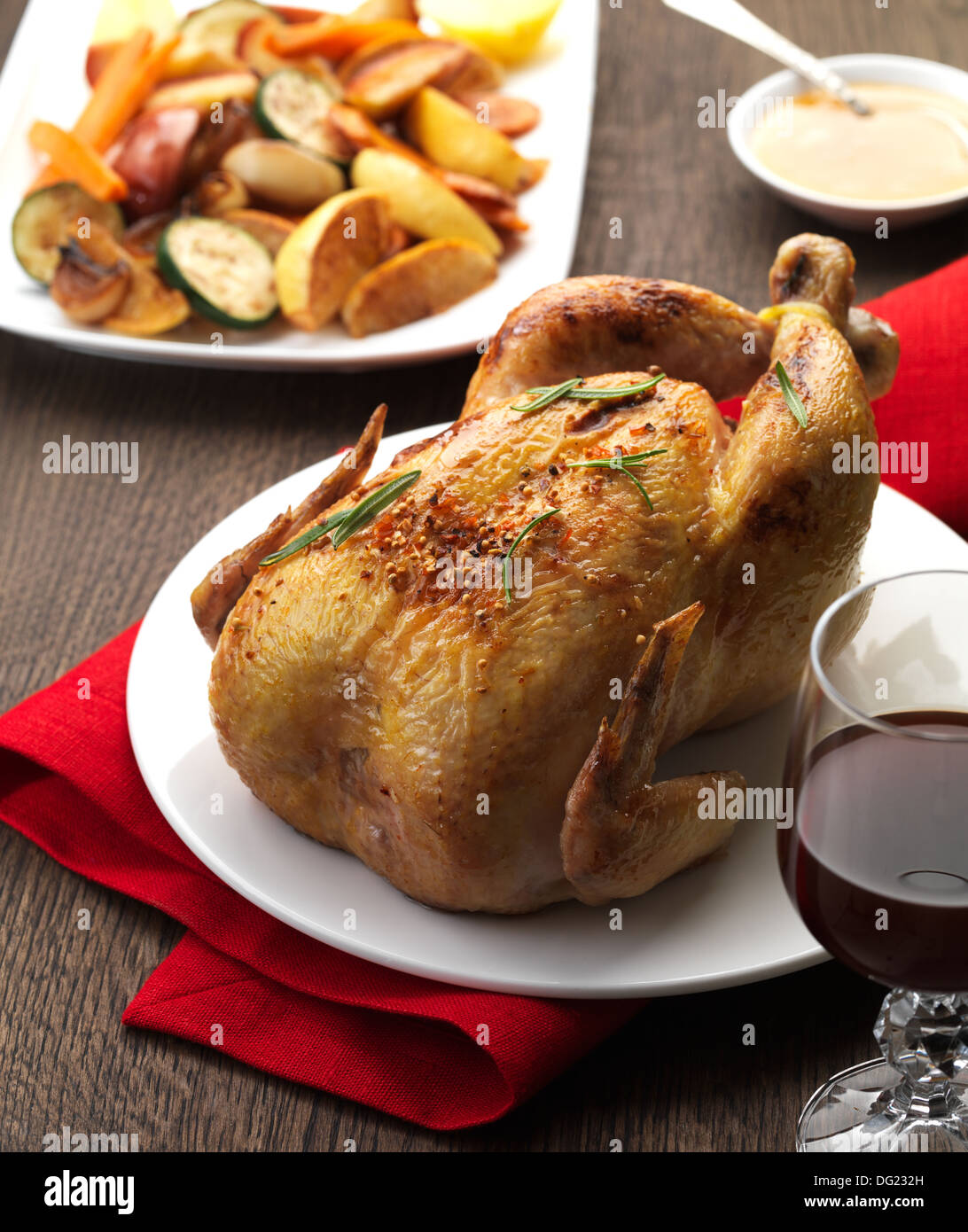 Traditional roast chicken table hi-res stock photography and images - Alamy
