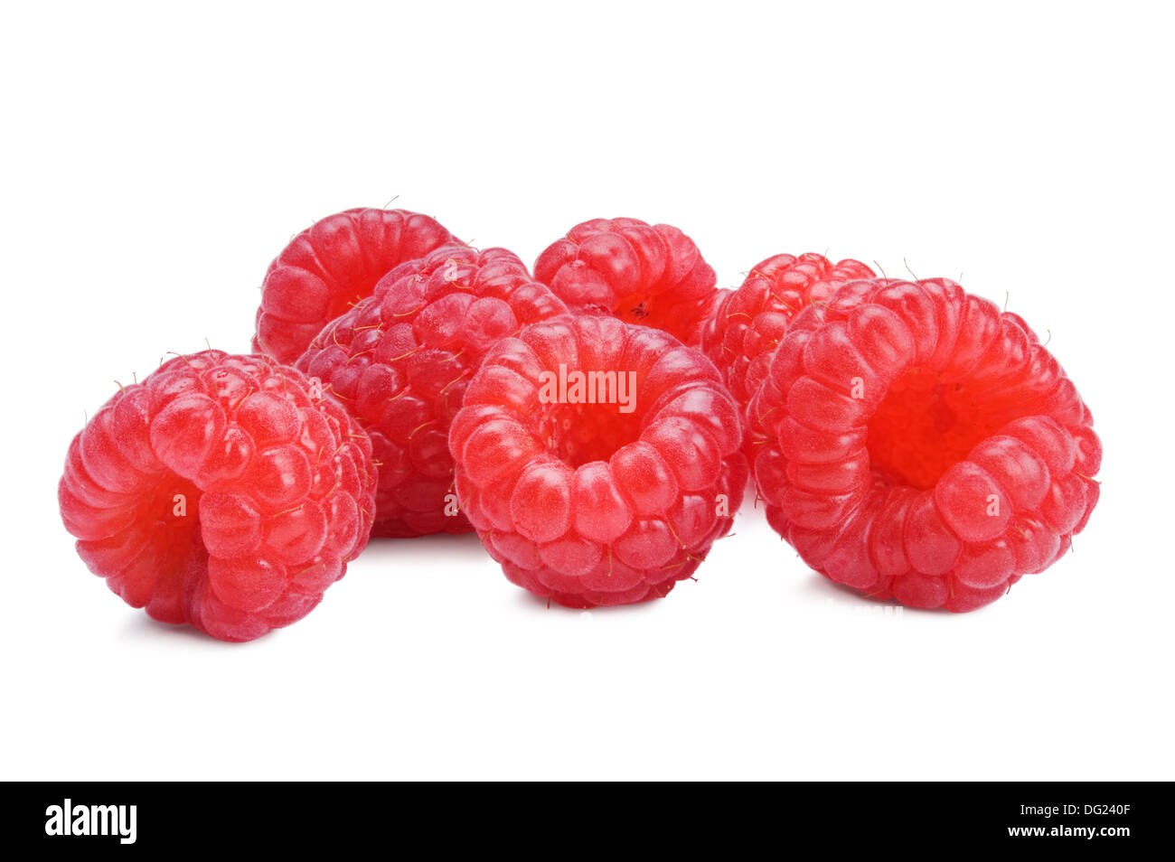 Fresh ripe red raspberries on white background Stock Photo - Alamy