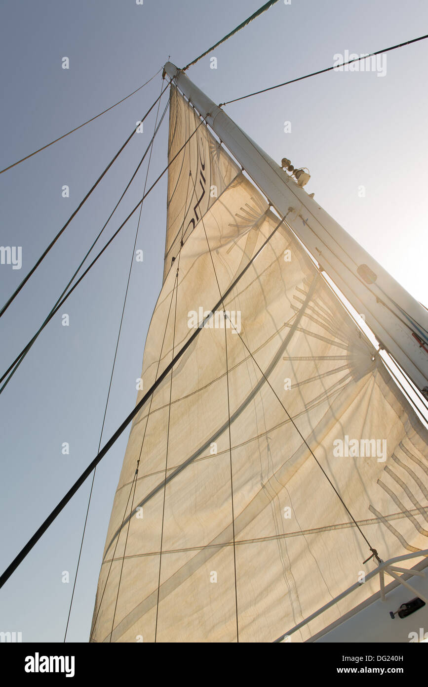 Sail and rigging with sun burst Stock Photo - Alamy