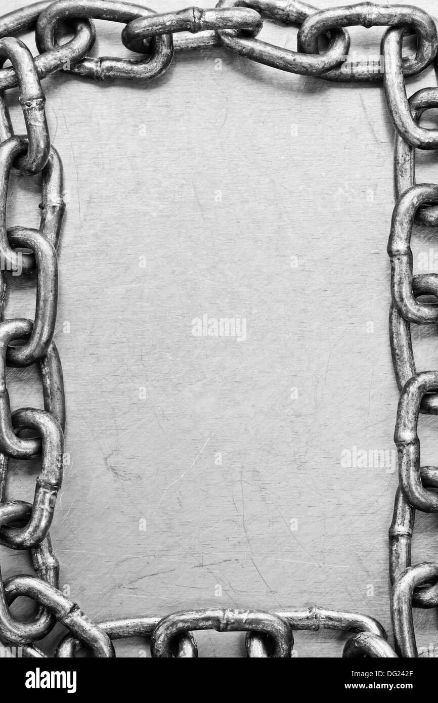 chain frame on metal texture background Stock Photo - Alamy