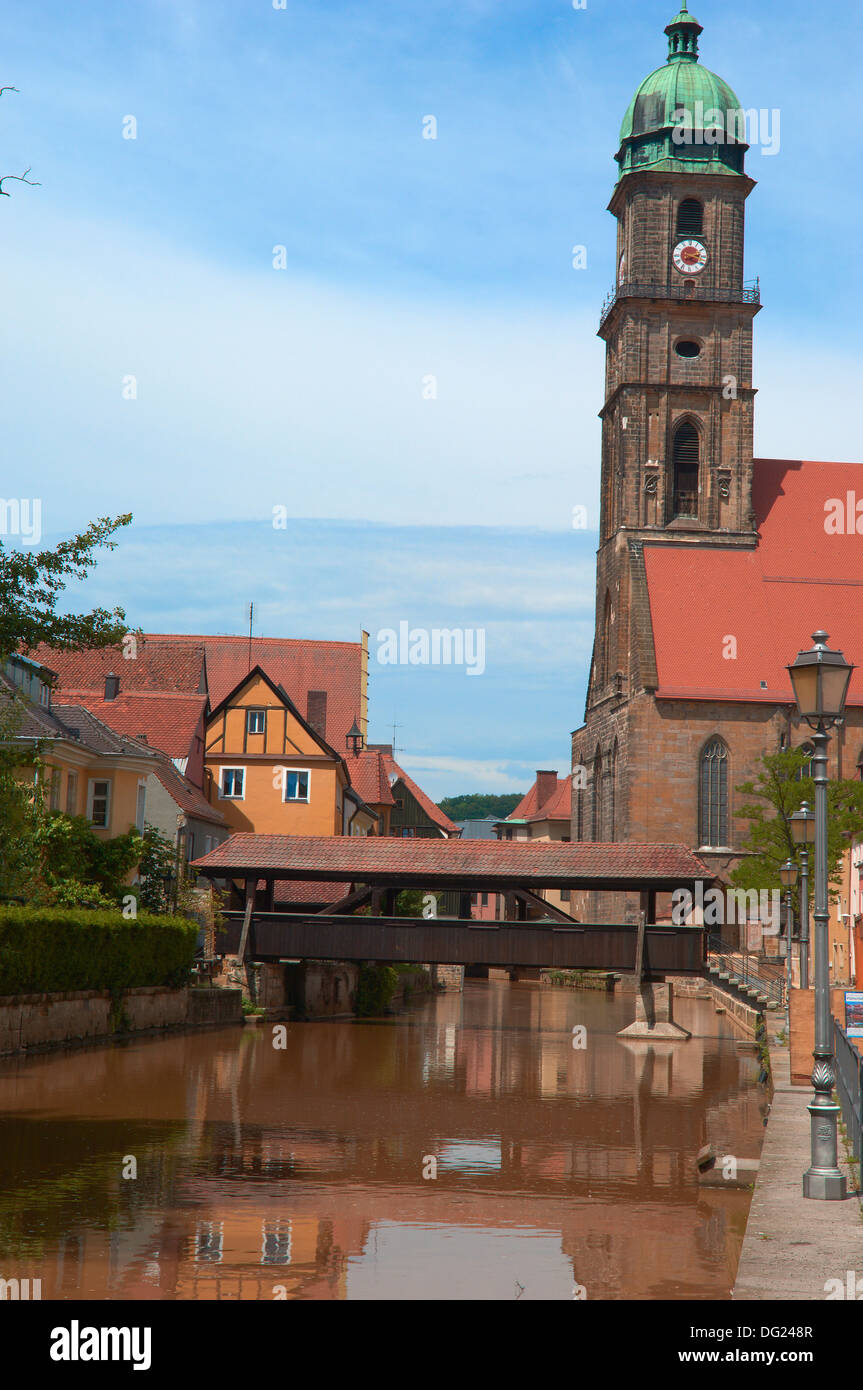 Amberg, St Martin Church, river Vils, Upper Palatinate , Bavaria ...