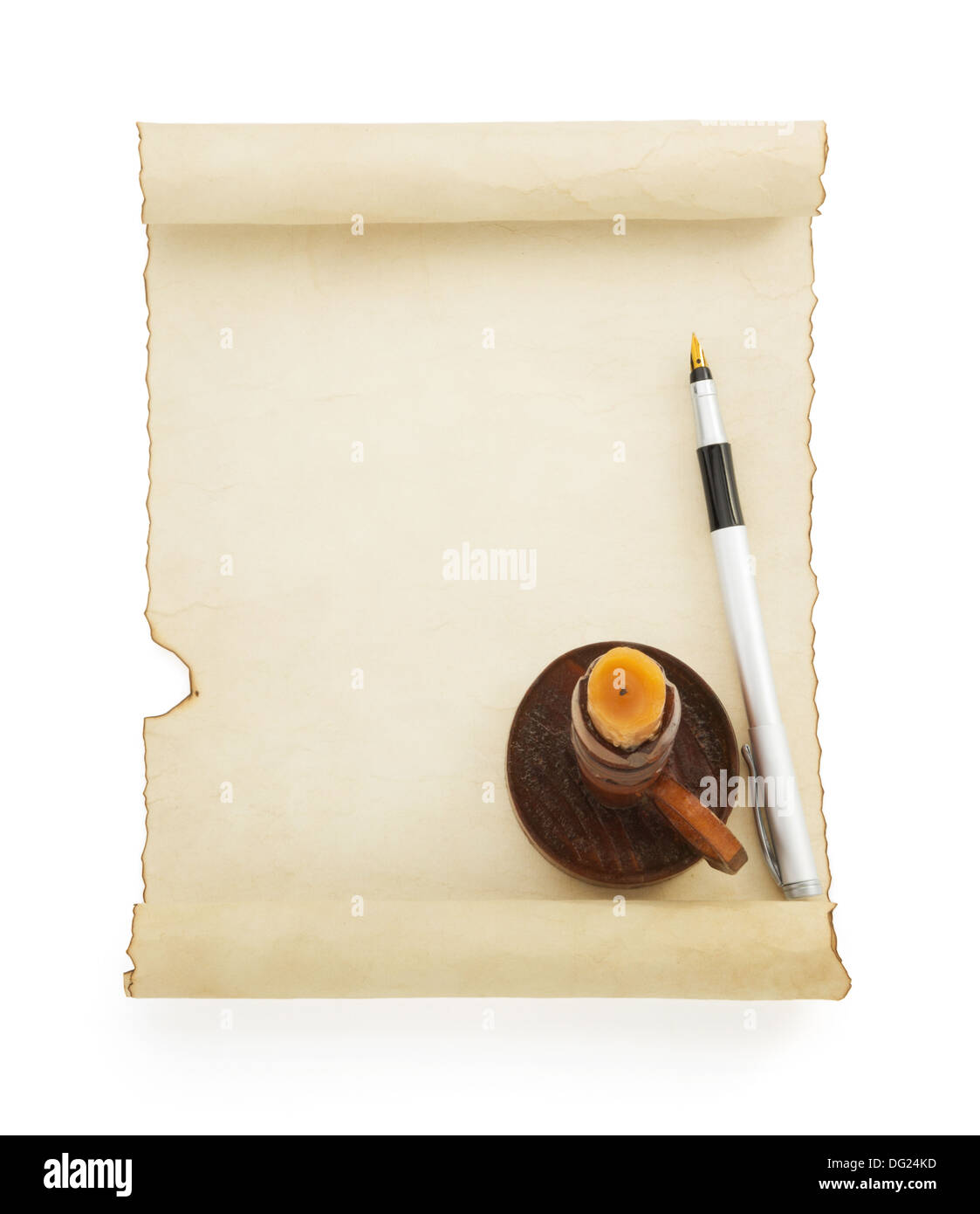 parchment scroll isolated on white background Stock Photo - Alamy