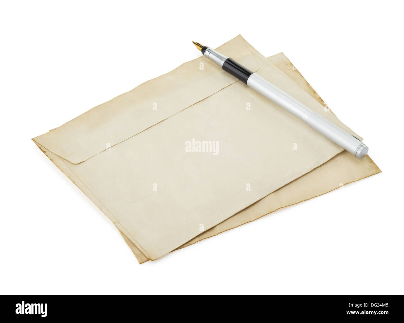 old retro envelope isolated on white background Stock Photo - Alamy