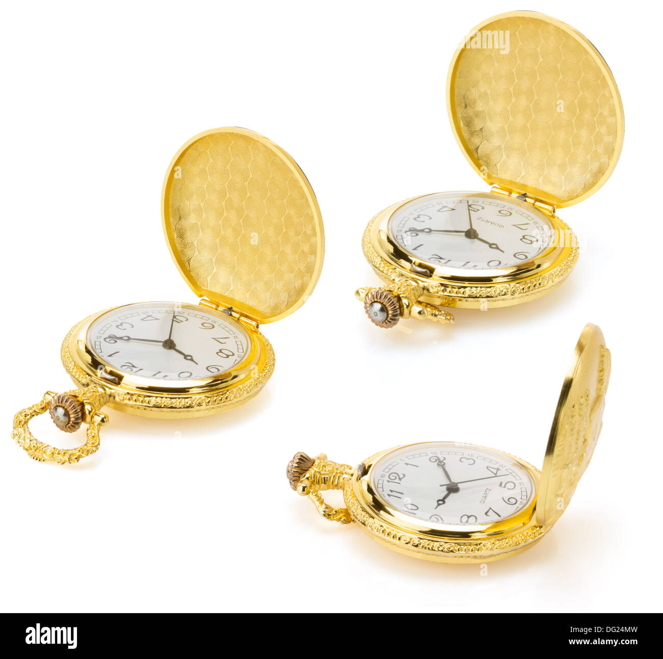 old pocket watch isolated on white background Stock Photo - Alamy