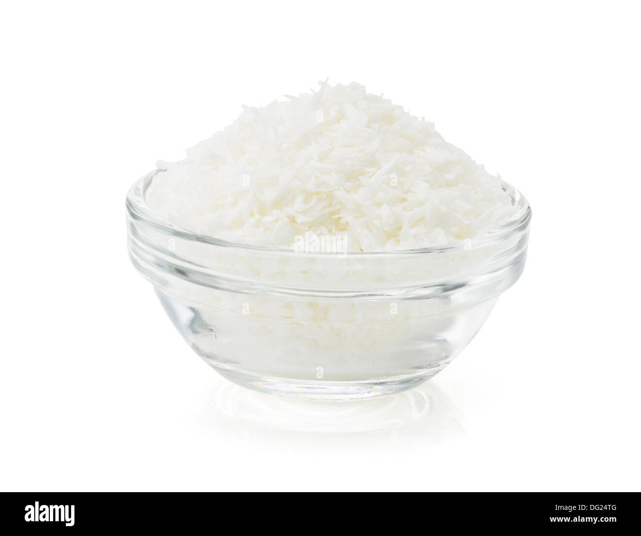 coconut chip in bowl isolated on white background Stock Photo - Alamy