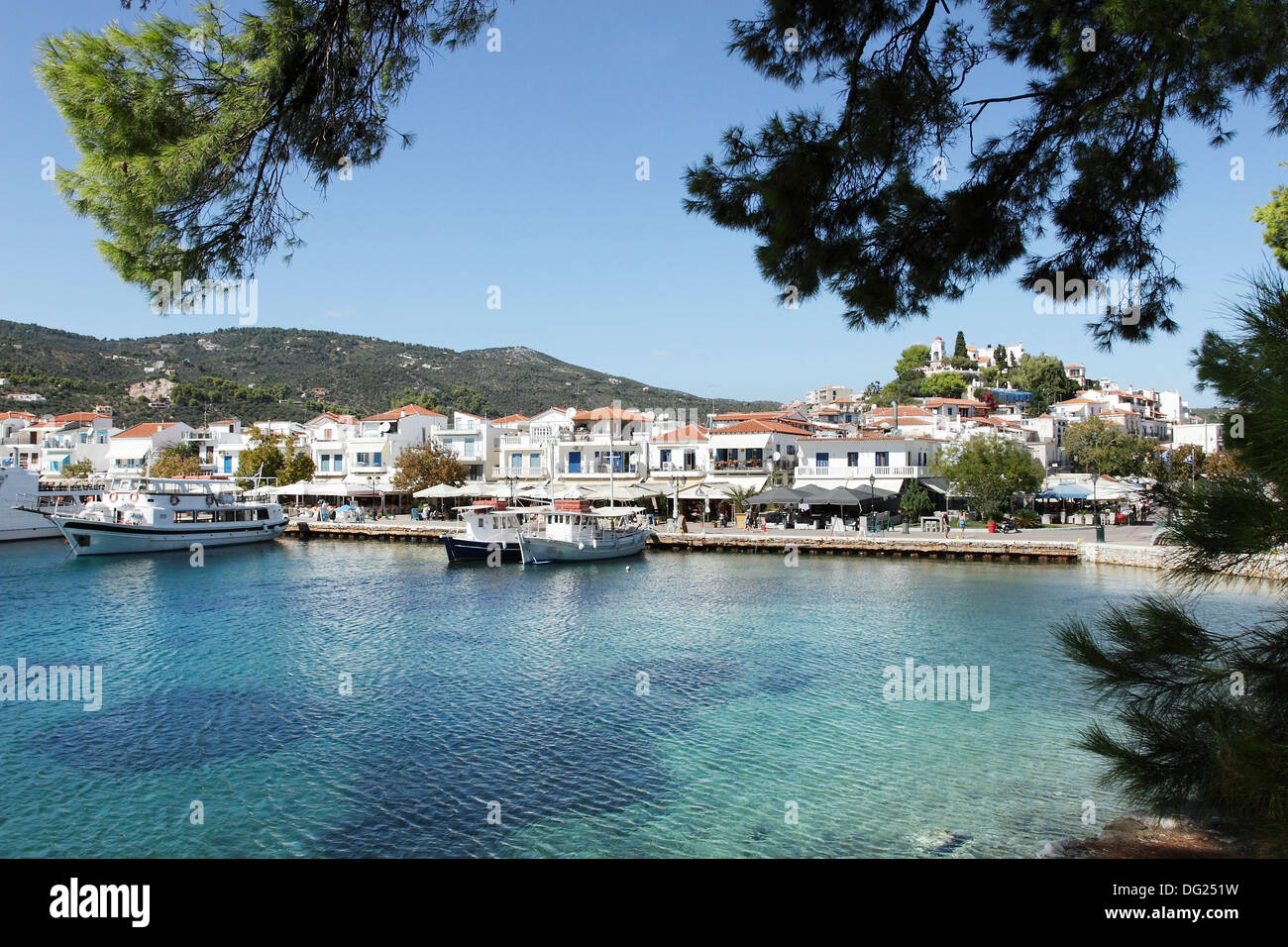 Skiathos Town and the Old Harbor on the Greek Island of Skiathos, a ...