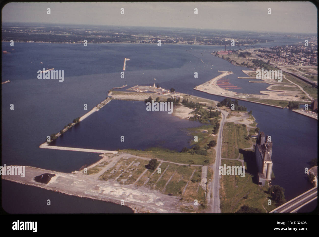 The point where the Buffalo River meets Lake Erie at the mouth of the ...
