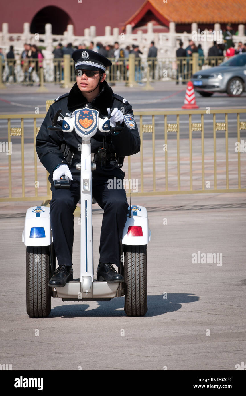 Chinese policeman on FREEYOYO segway G3 cargo on patrol at Tiananmen ...