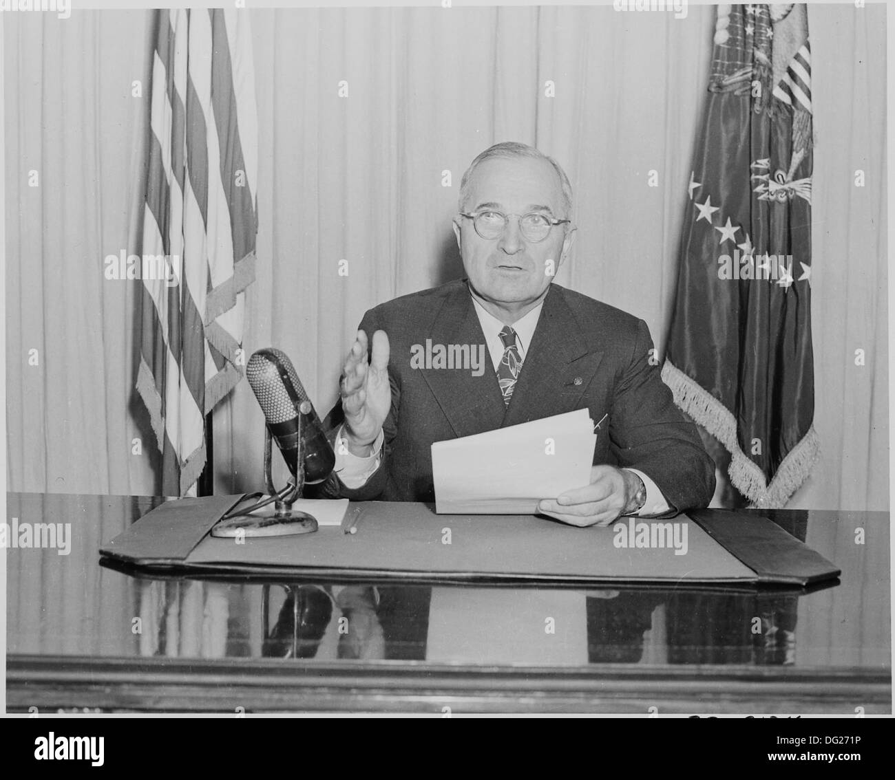 President Harry S. Truman delivers a radio speech outlining his plans ...