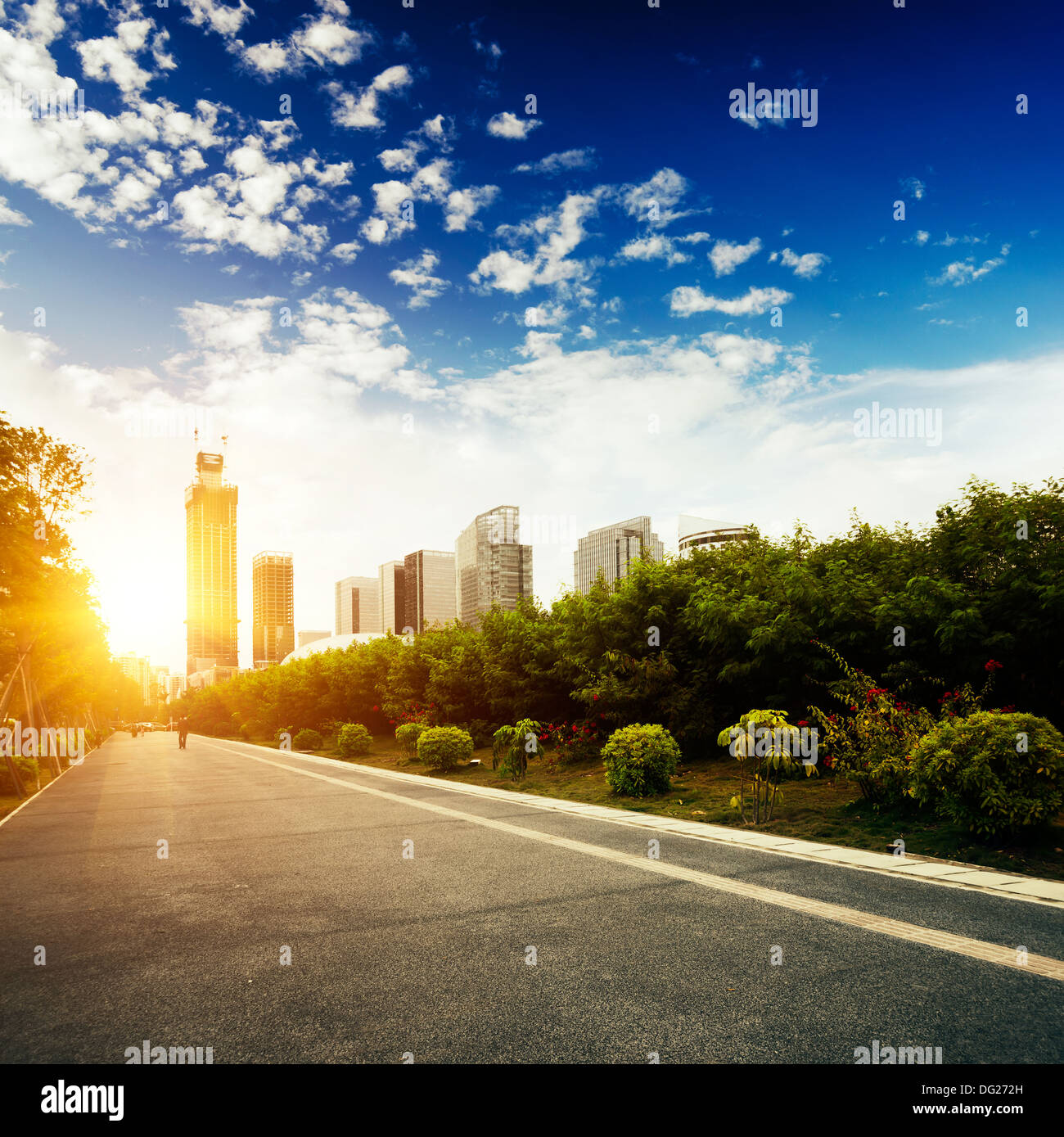 The city square in the evening Stock Photo - Alamy