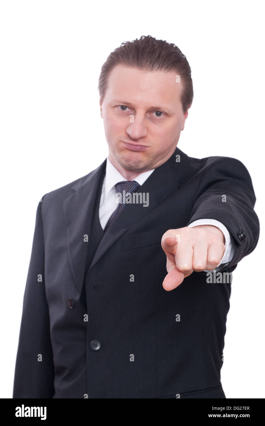 A man in a suit is pointing forward with his forefinger Stock Photo - Alamy