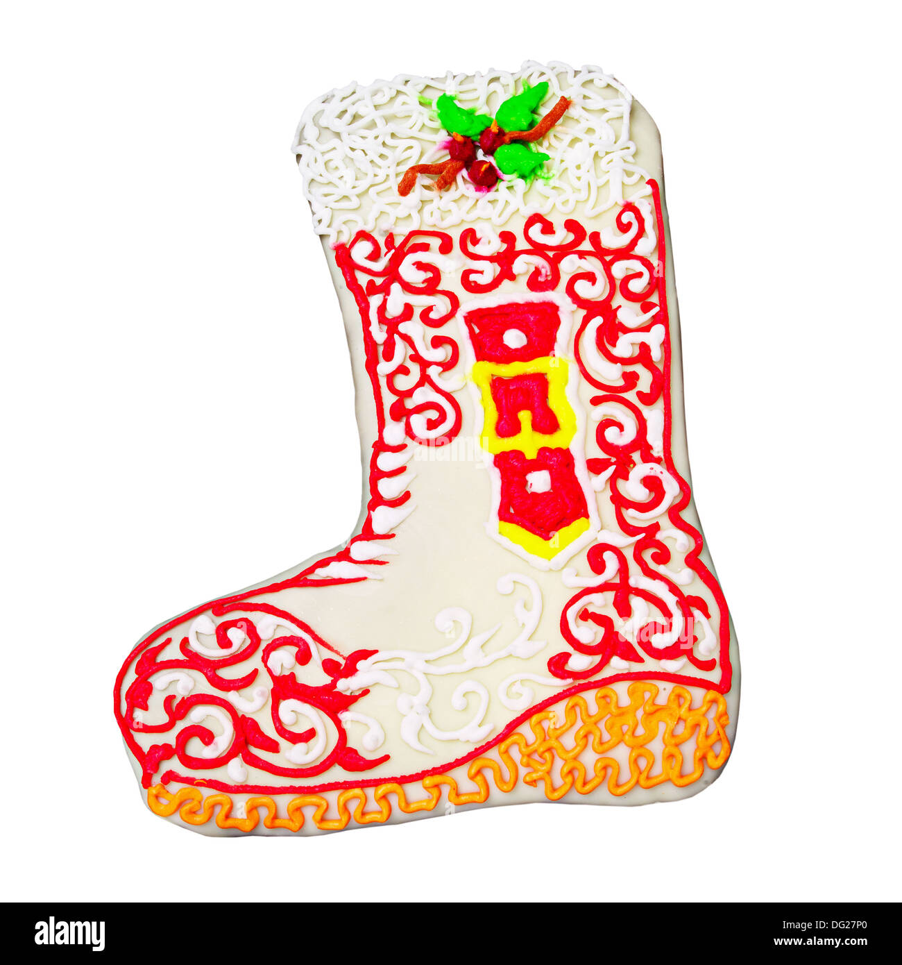 Christmas gingerbread in the form of boot isolated on white Stock Photo ...