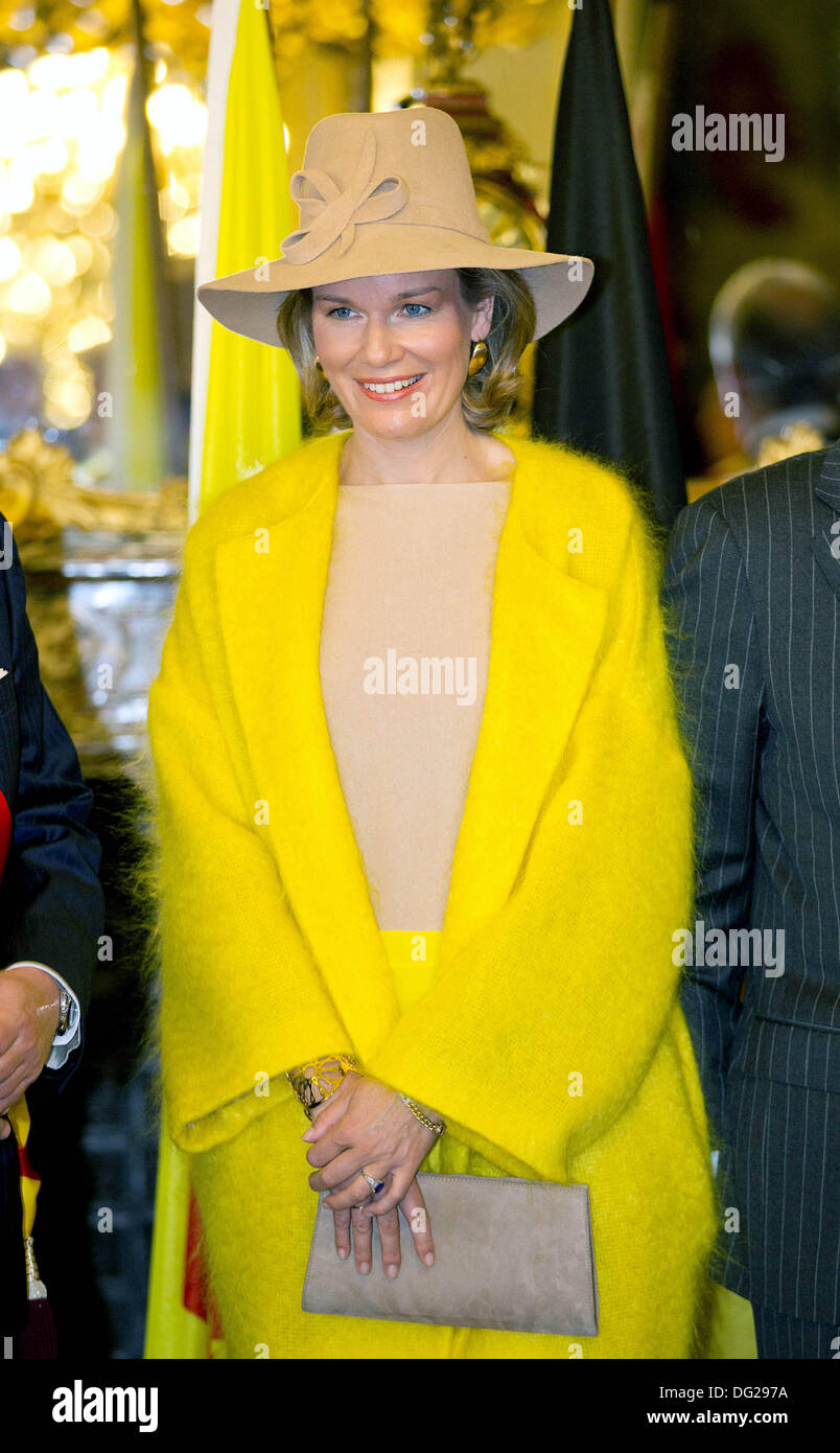 Liege, Belgium. 11th Oct, 2013. Queen Mathilde of Belgium smiles during ...
