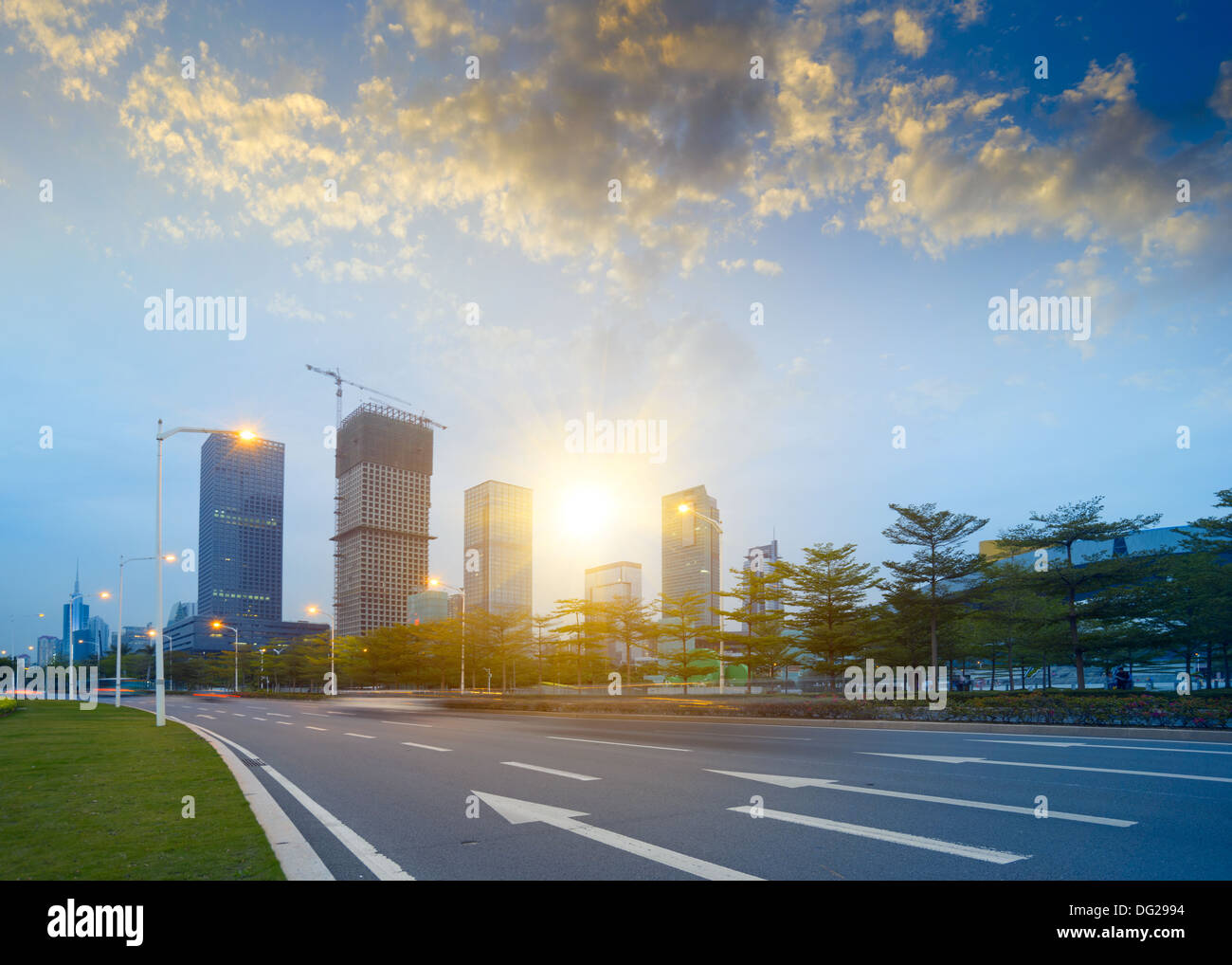 Urban road in the evening Stock Photo - Alamy