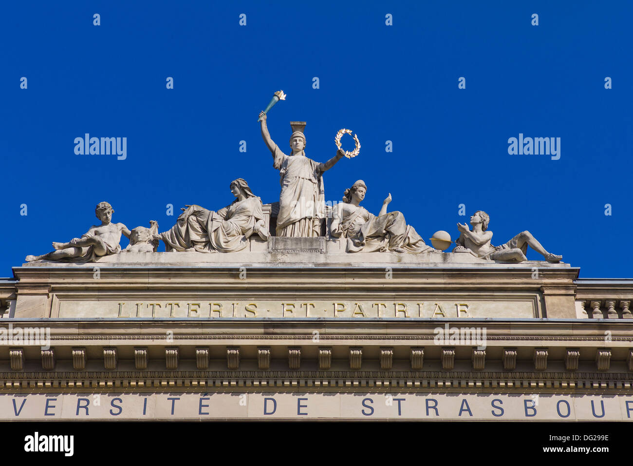 Pediment of Palais Universitaire University building Strasbourg Alsace ...