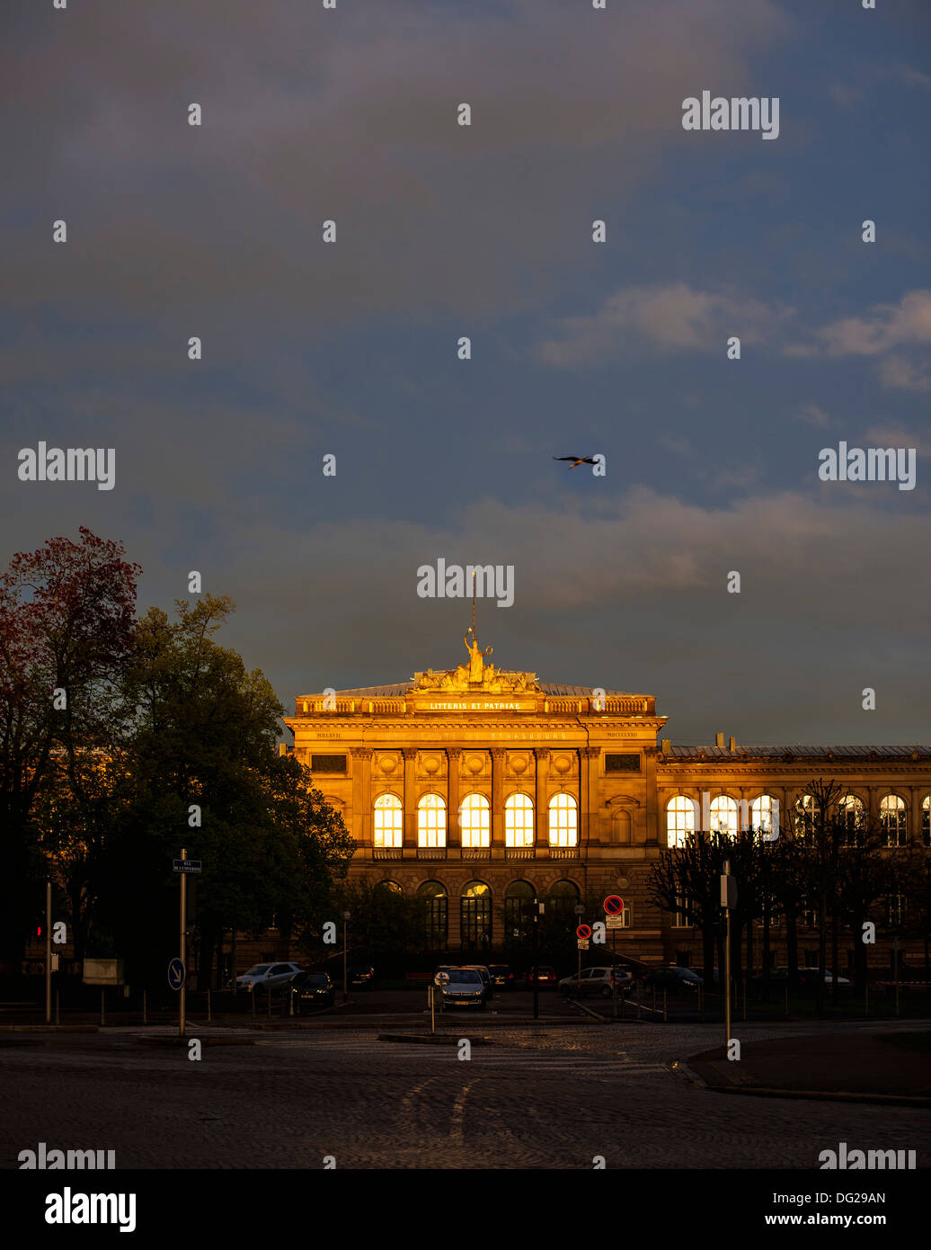 Palais Universitaire University building at sunset Strasbourg Alsace ...