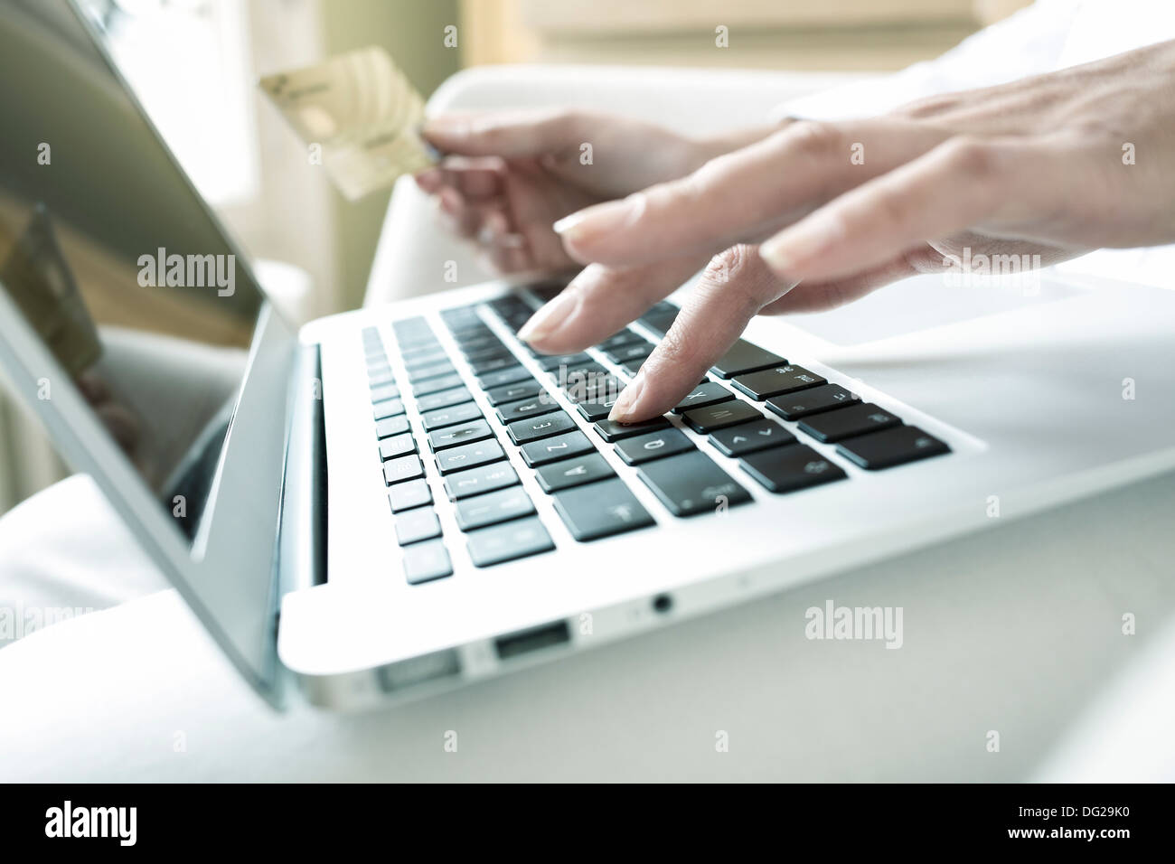 Female laptop finger table desk indoor Stock Photo - Alamy