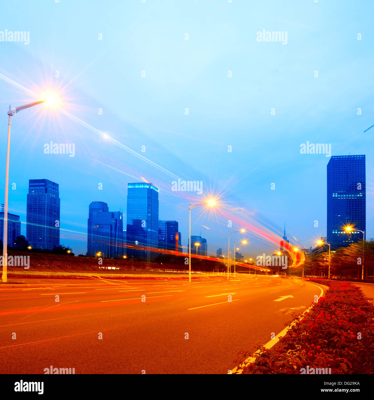 Urban road in the evening Stock Photo - Alamy