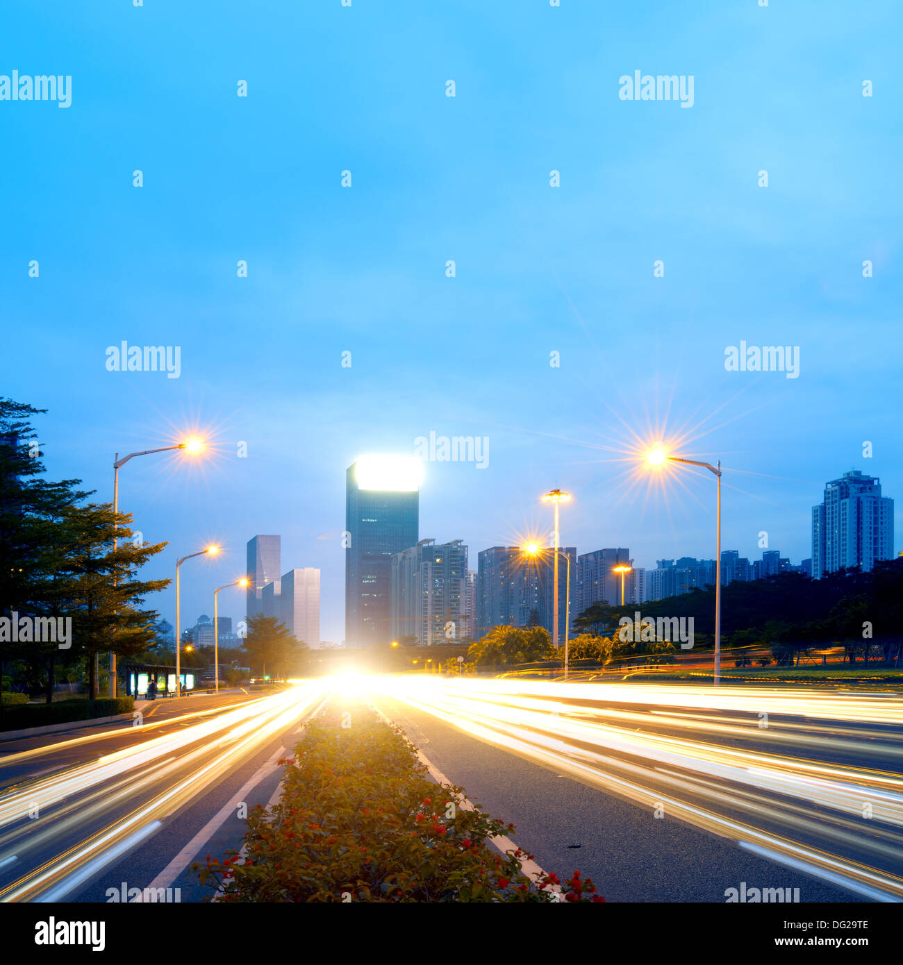 Urban road in the evening Stock Photo - Alamy