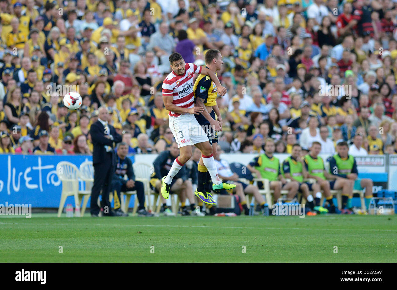 Gosford, Australia. 12th Oct, 2013. Wanderers defender Adam D'Apuzzo ...
