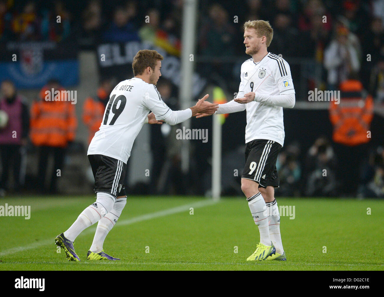 Cologne, Germany. 11th Oct, 2013. Germany's Mario Goetze is exchanged ...