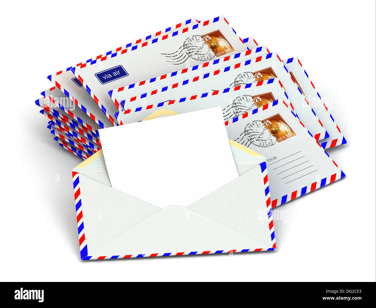 Mail. Stack of envelopes and empty letters. 3d Stock Photo - Alamy