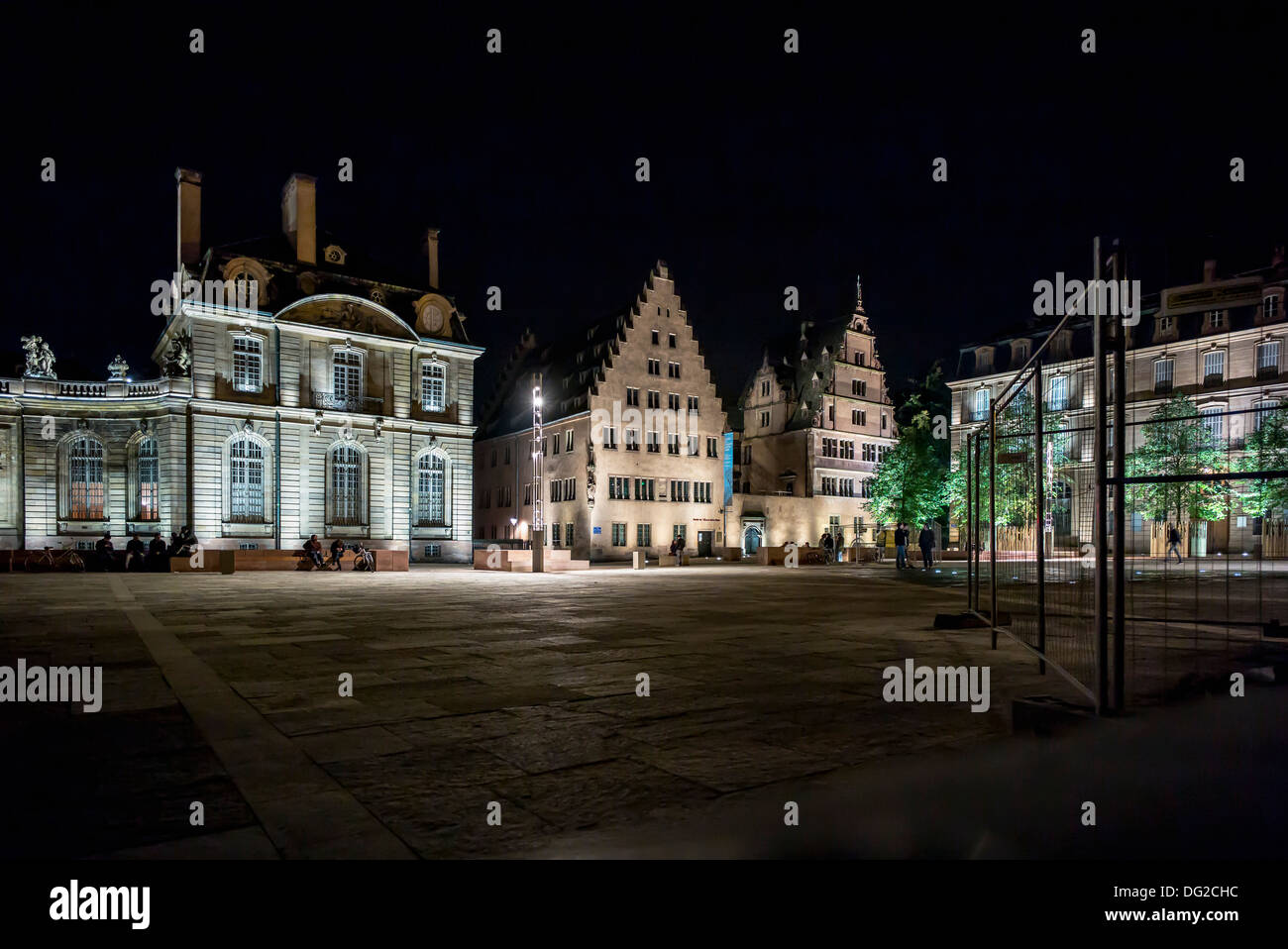 Palais de Rohan palace and Oeuvre Notre Dame museum at night Strasbourg ...