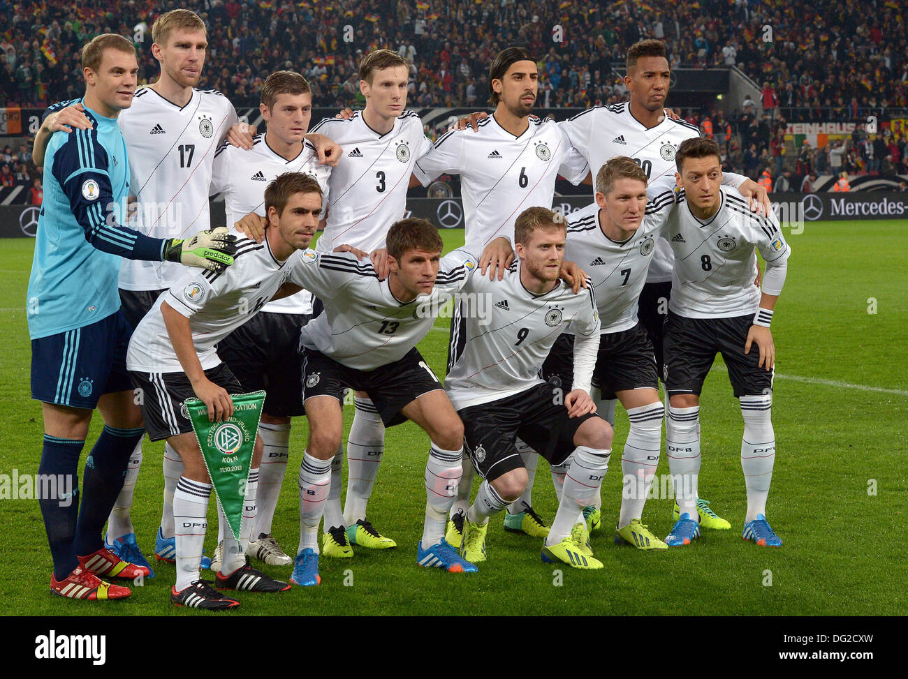 Cologne, Germany. 11th Oct, 2013. Germany's players pose for the ...