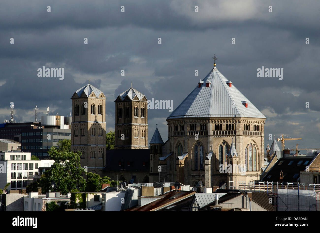 view over the rooftops of cologne of st gereon church germany Stock ...