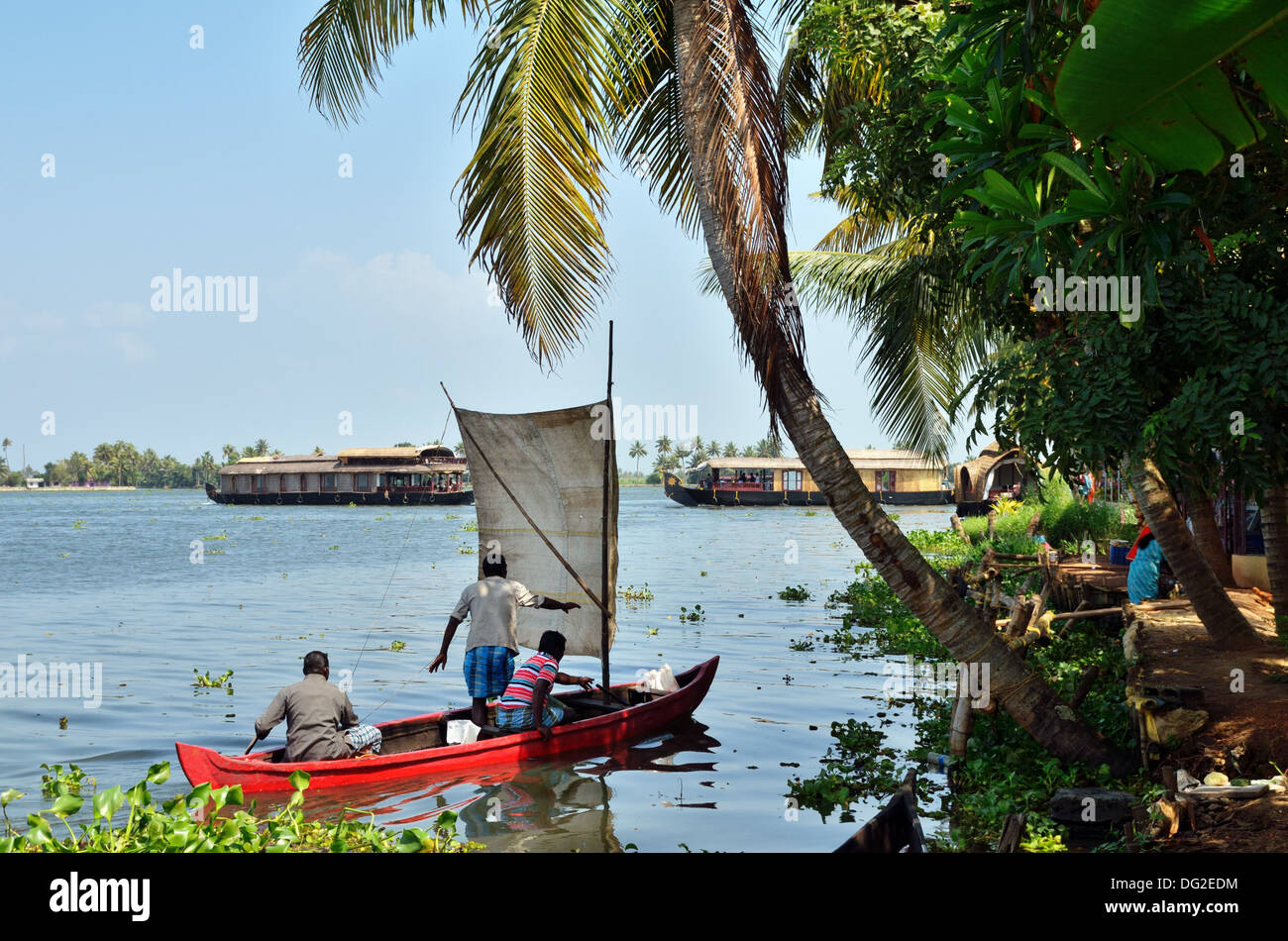 Village life on Kerala backwaters, Alleppey, India Stock Photo - Alamy