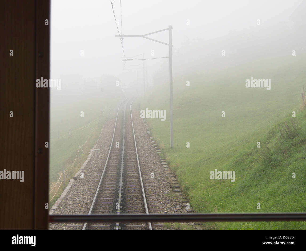 the cogwheel track on the Rigi railway in Switzerland, Vitznau-Rigi ...