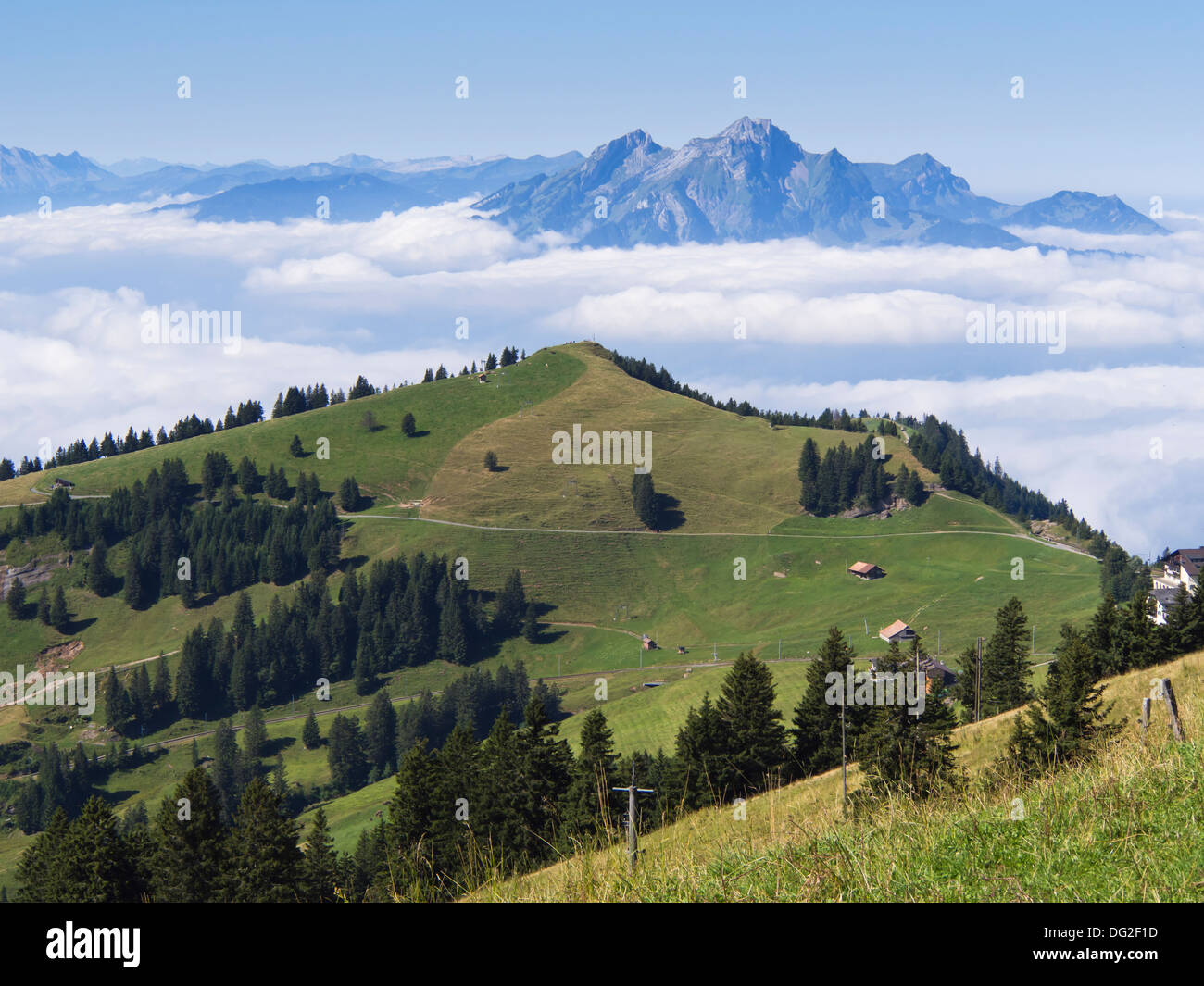 Panorama view from the top of mount Rigi Kulm, Switzerland Lake Lucern ...
