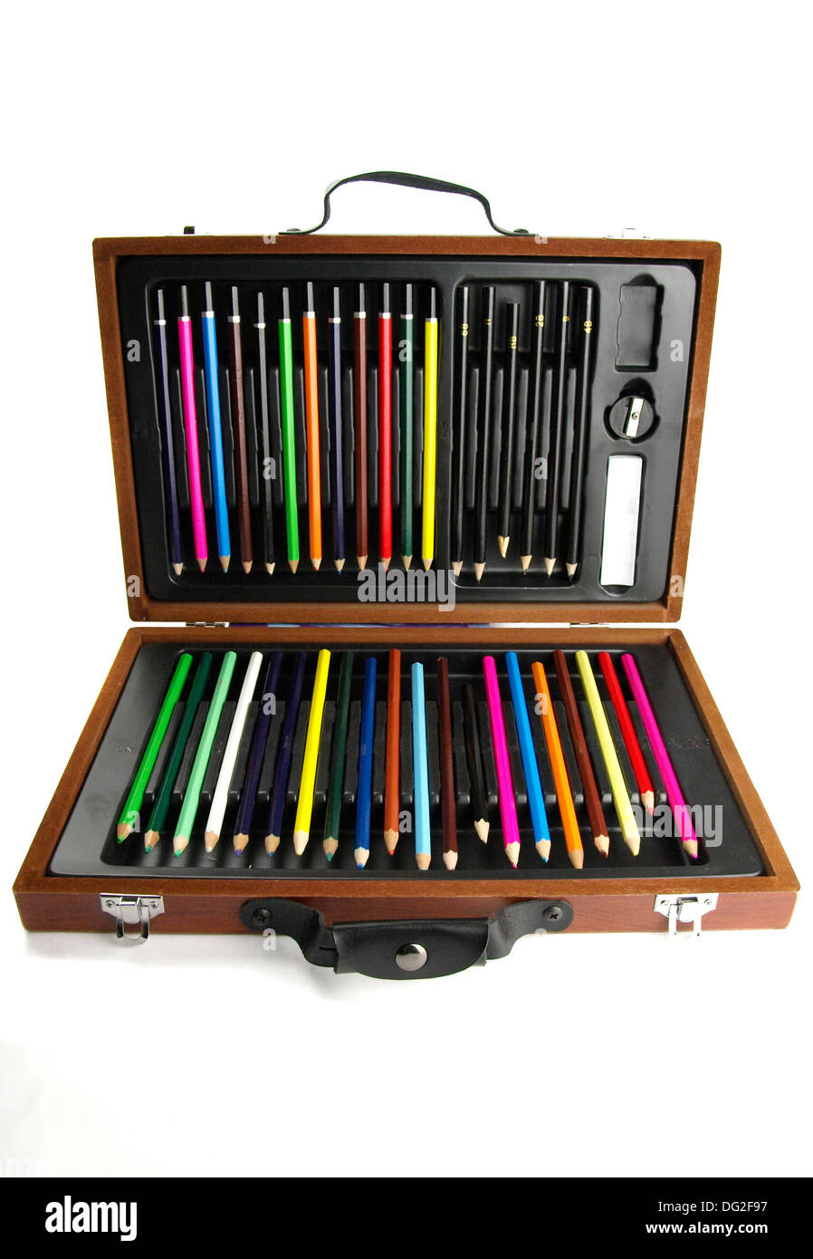 Artist's box of pencils Stock Photo - Alamy