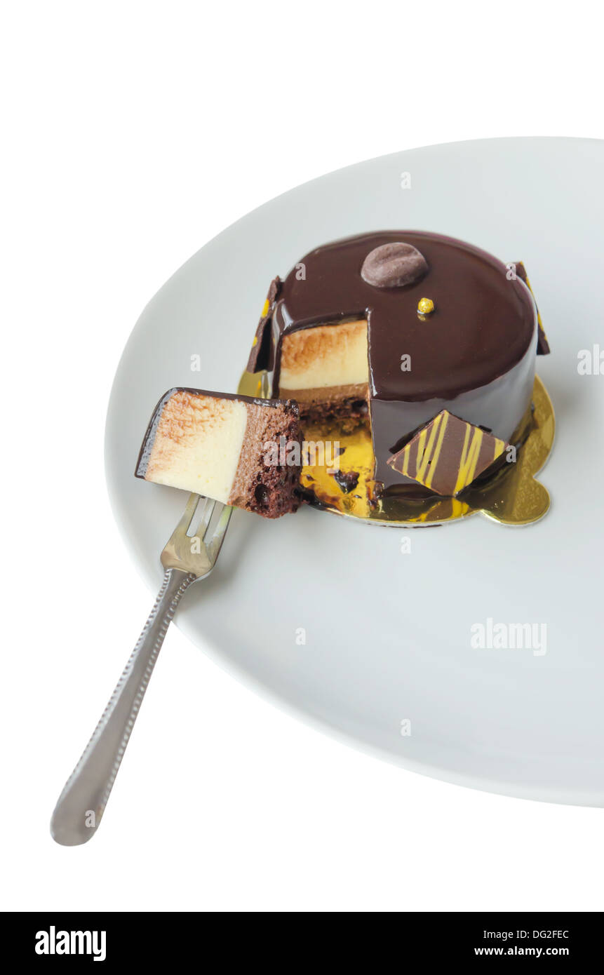 Coffee mousse cake with dark chocolate , sweet dessert Stock Photo - Alamy