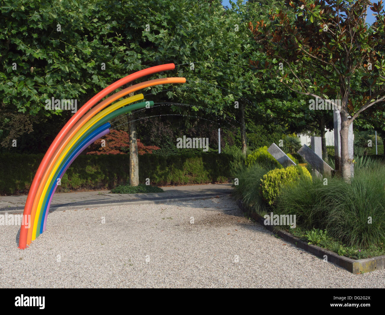 Gersau by Lake Lucerne Switzerland, lakeside promenade with colourful ...