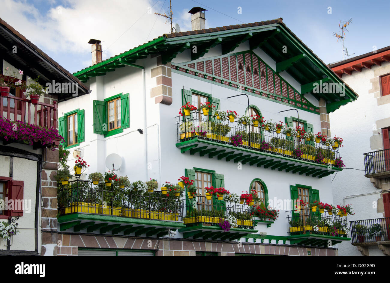 Summer view of the Basque town Stock Photo - Alamy