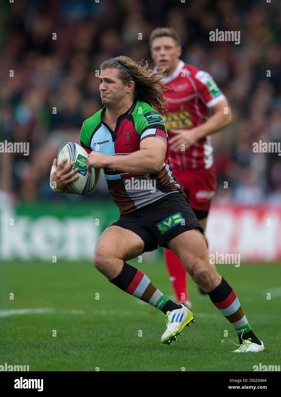 London, UK. 12th Oct, 2013. Luke WALLACE of Harlequins in action during ...