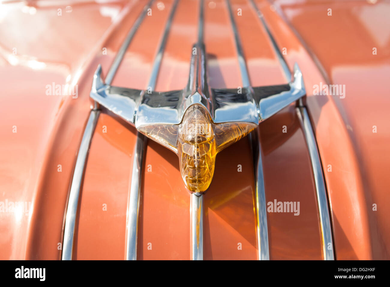 The emblem on the hood of the car Pontiac Star Chief Stock Photo - Alamy