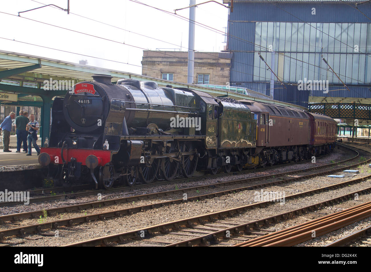 Steam locomotive 'Scots Guardsman' 46115 in Carlisle Railway Station ...
