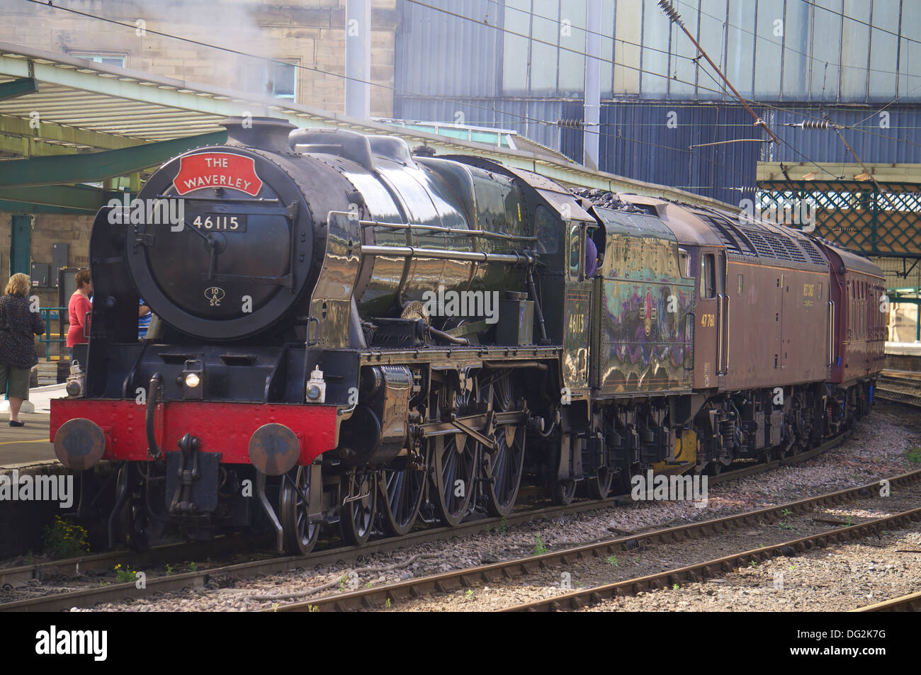 Steam locomotive 'Scots Guardsman' 46115 in Carlisle Railway Station ...