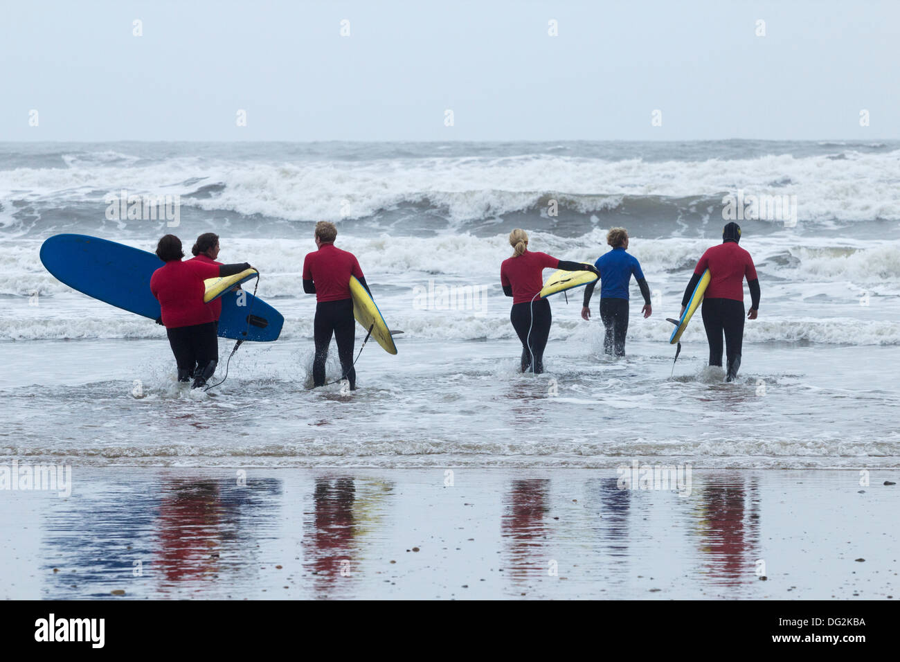 Surf lesson on Saltburn beach on a cold October day. Saltburn by the ...