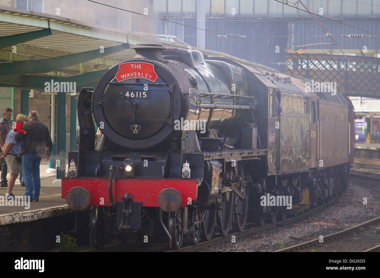 Steam locomotive 'Scots Guardsman' 46115 in Carlisle Railway Station ...